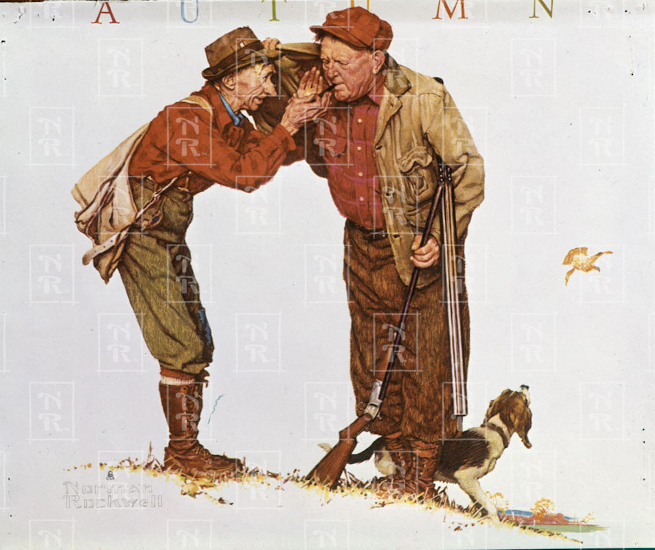 Two Old Men and Dog: Hunting - Norman Rockwell