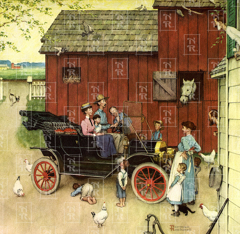 The Farmer Takes a Ride - Norman Rockwell