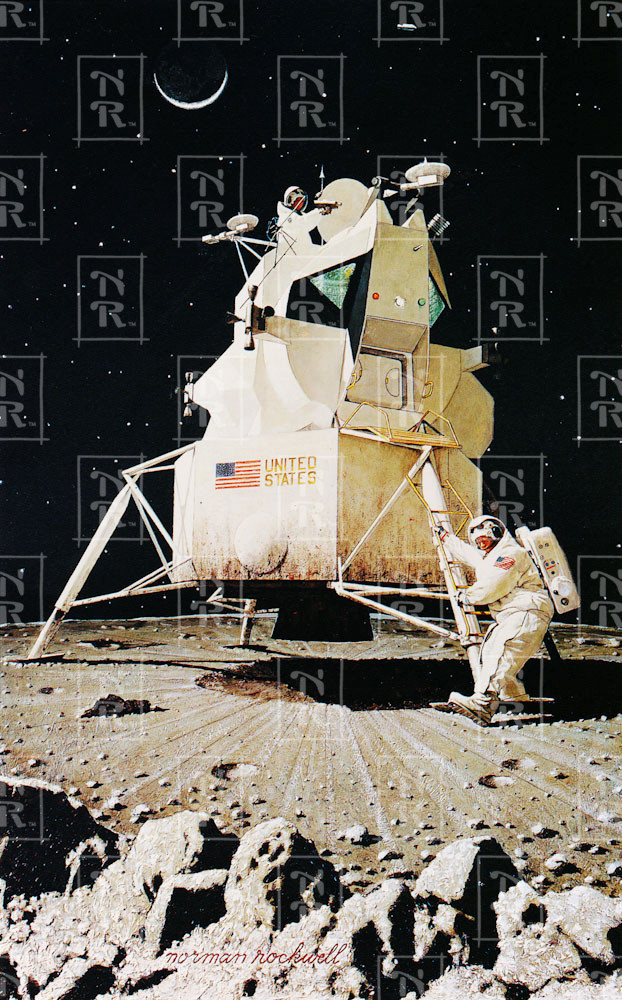Man on the Moon/ United States Space Ship on the Moon - Norman Rockwell